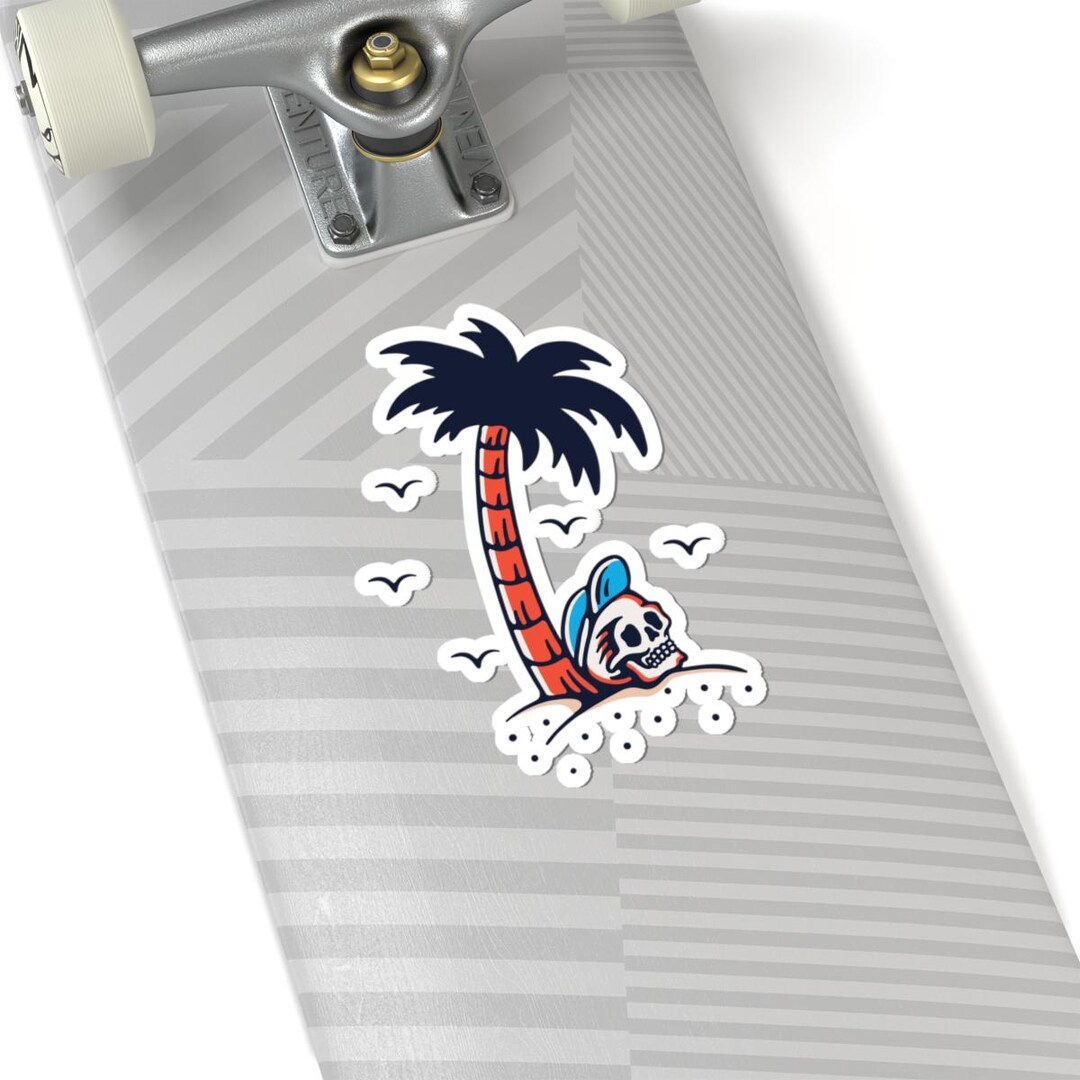 Tropical Skeleton Skull Sticker: Edgy Surf Culture Beach Decor - Etsy