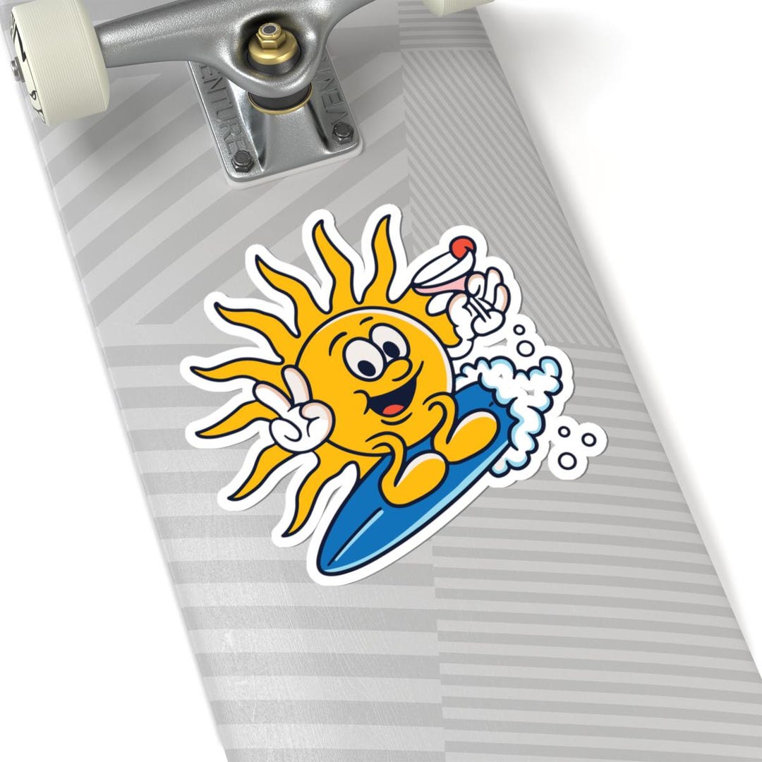 Sunny Summer Vibes Kiss-cut Stickers - Fun Surfing Sun Design - Great ...