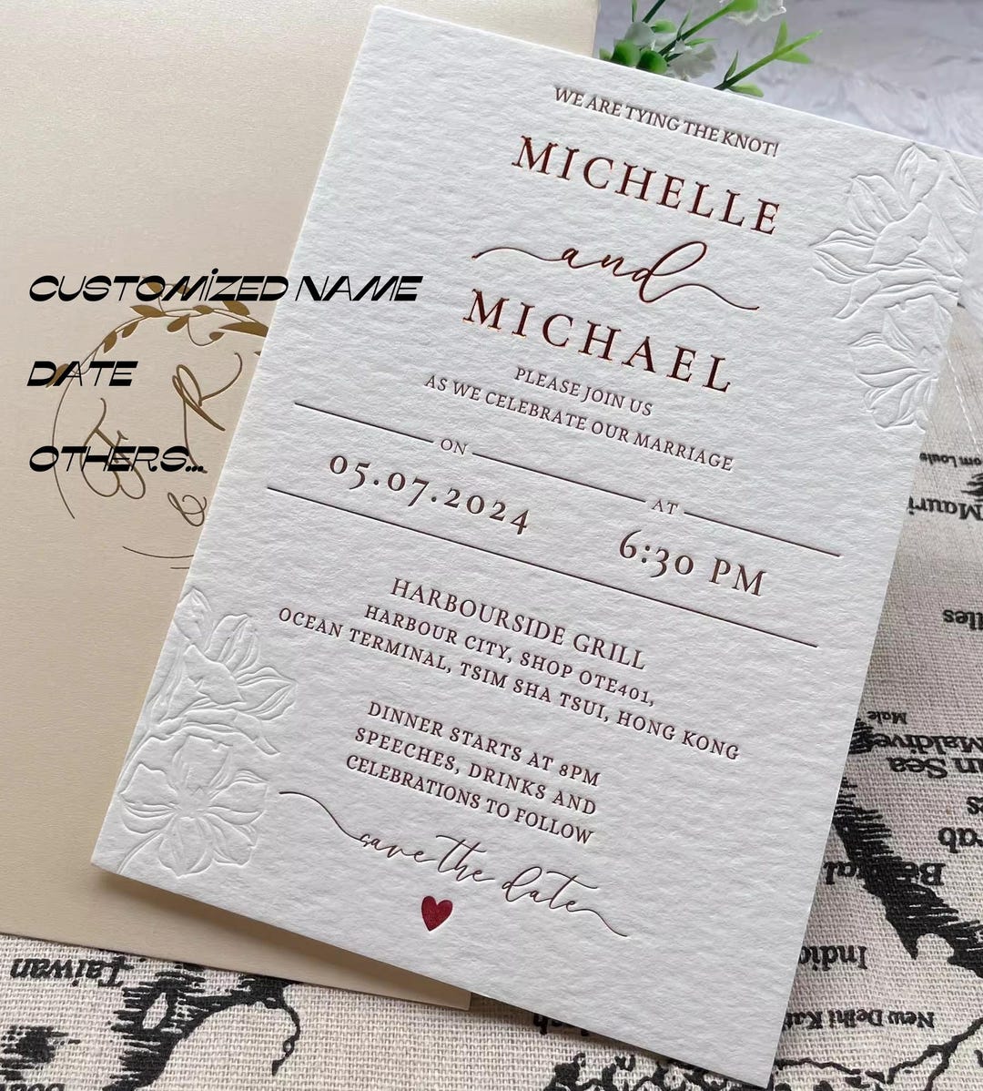 Letterpress Wedding Invitation Wedding Paper Invitation Cards ...