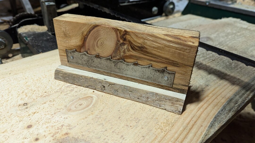 Handmade Sawmill Blade Fragment Block: Rustic Desk Decor - Etsy