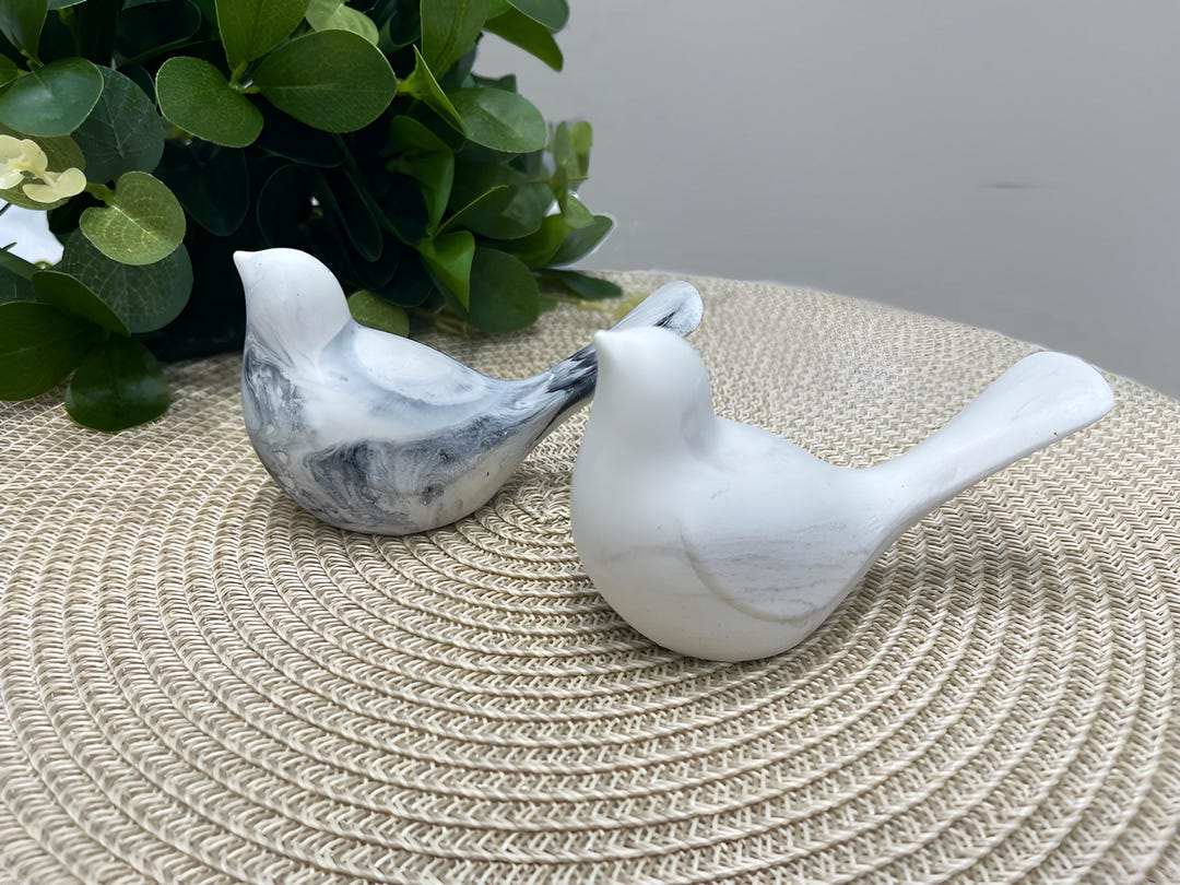 Minimalist White Bird Figurine – Handmade Gypsum Bird Sculpture ...