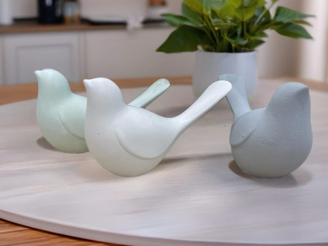 Hygge Style Bird. Minimalist White Bird Figurine – Handmade Gypsum ...