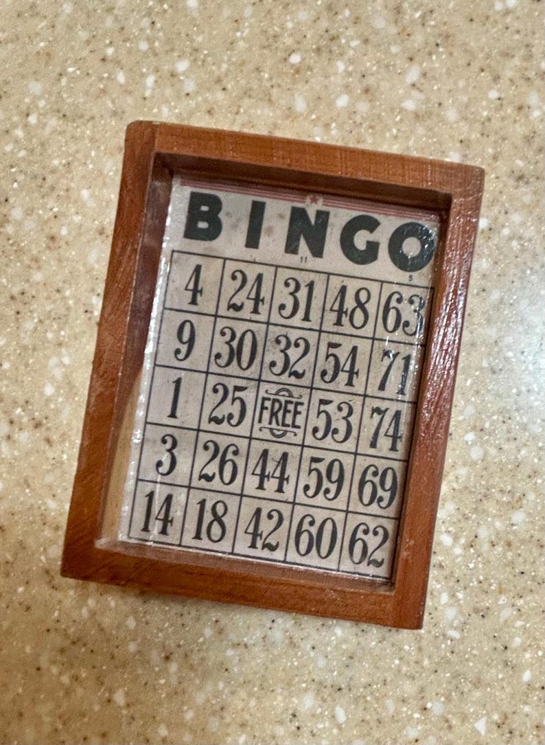 Vintage-inspired Wooden Bingo Card Shadow Box – 4x5x1 Decorative Mini ...