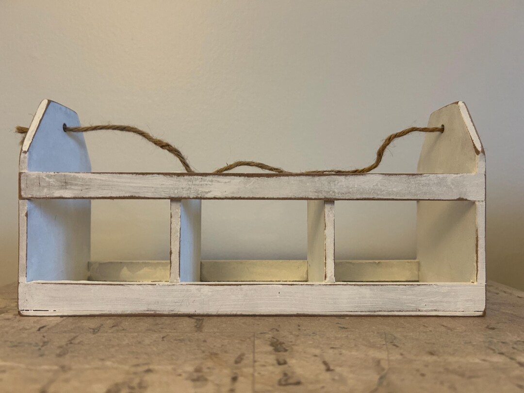 Rustic White Hanging Wooden Shelf Distressed Farmhouse Wall Organizer ...