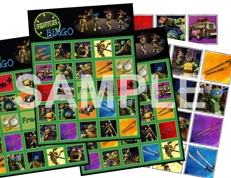 TMNT Teenage Mutant Ninja Turtles Digital Printable BINGO Party Game - Etsy
