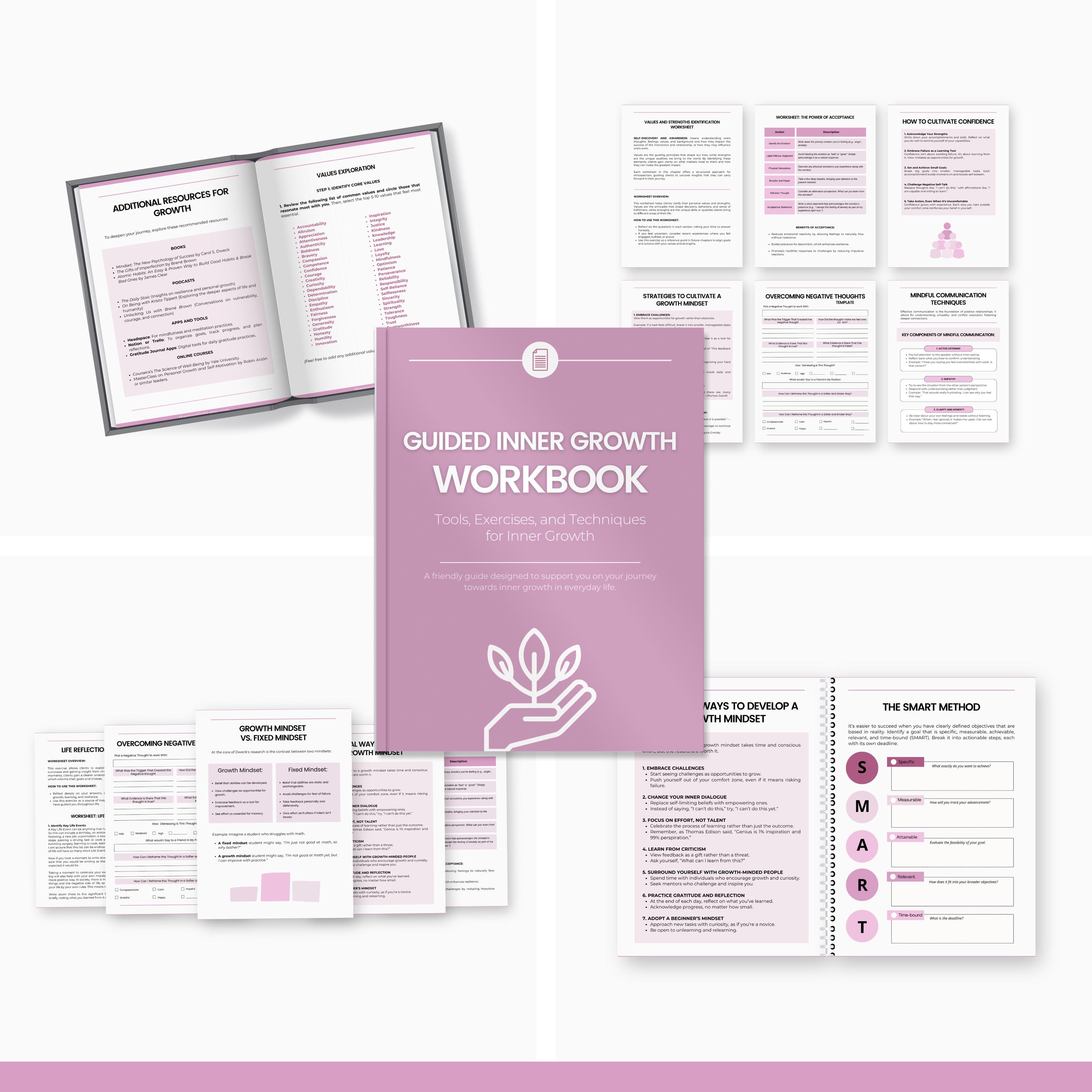 Guided Inner Growth Workbook, Editable Coaching PLR Templates Personal ...