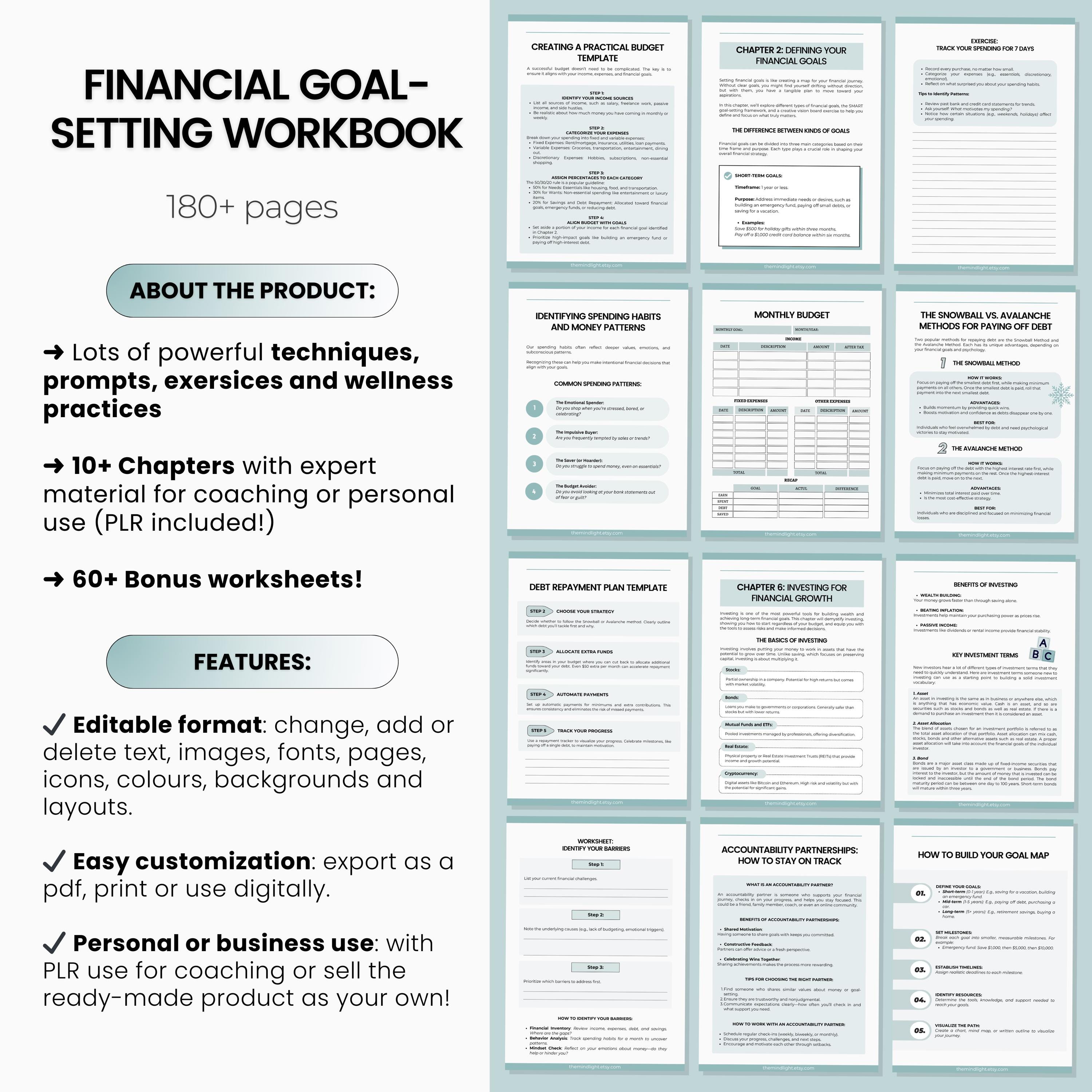 Financial Goal-setting Workbook, Financial Education Worksheets ...