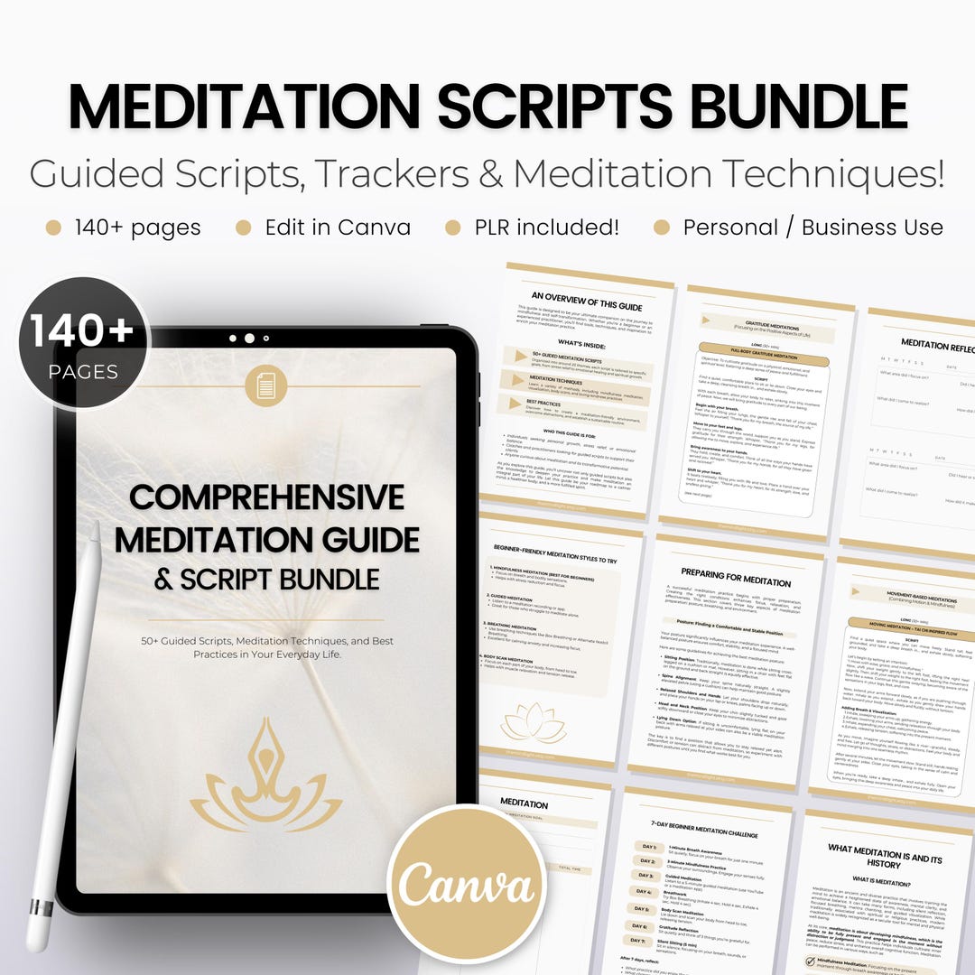 Meditation Guide PLR for Coaches, 50+ Meditation Scripts, Meditative ...
