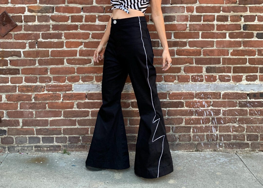 Black & White Lightning Pants Bellbottom Power Trousers - Any Gender ...