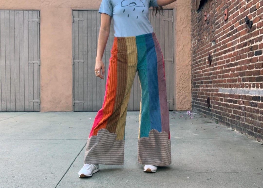 Rainbow Cloud Pants in Colorful Corduroy Spectrum Stripe Dreamy Plush ...