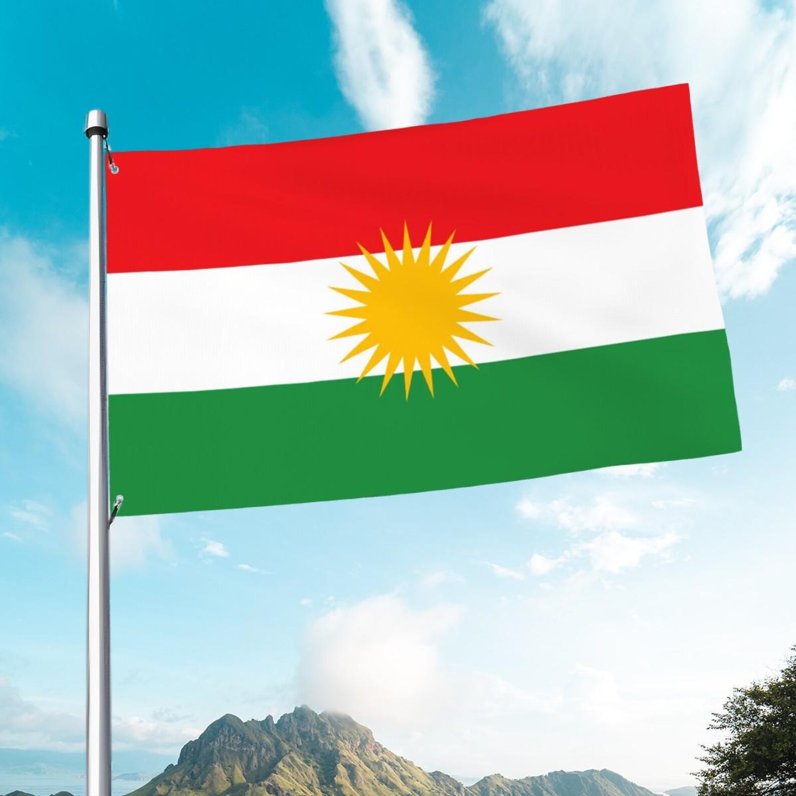 Kurdistan Flag Tapestry: Polyester Wall Banner (90x150 Cm) - Etsy