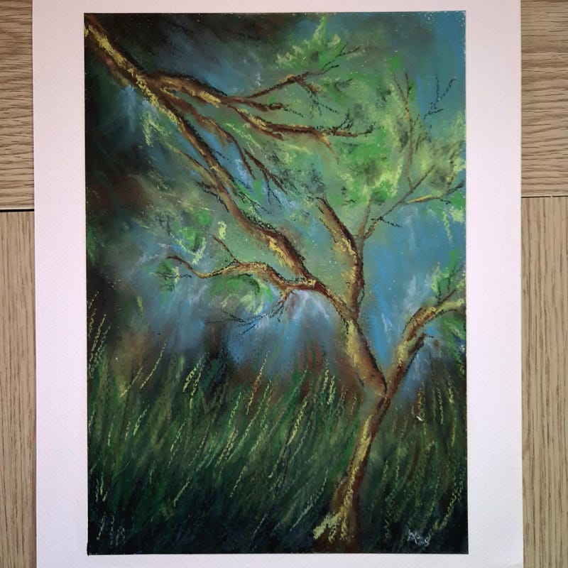 Oil Pastel Trees - Etsy