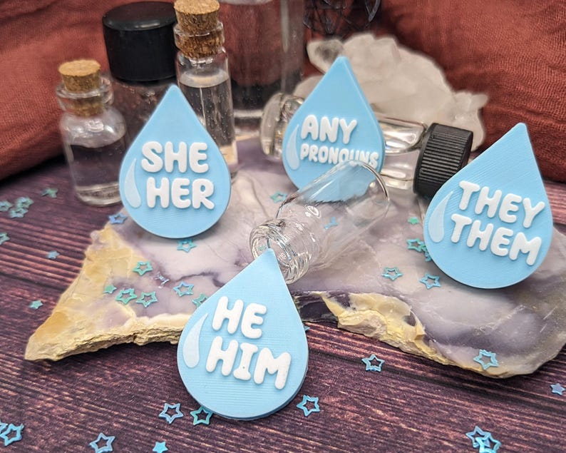 Rain Water Drop Pronoun Pin | Custom 3D Printed Teardrop Raindrop Hydro ...