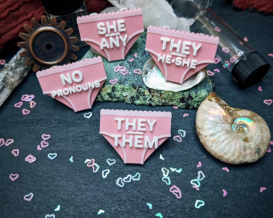Pink Underwear Pronoun Pin | Custom 3D Printed Suggestive Clothing ...