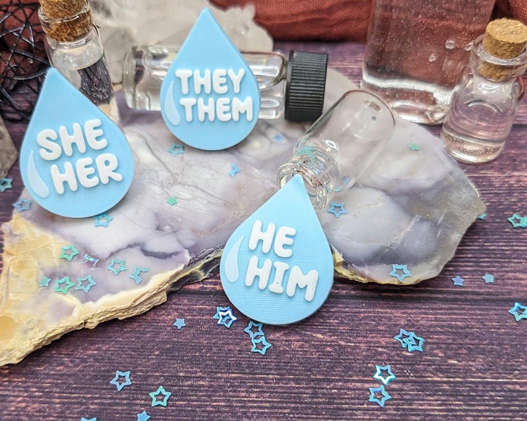Rain Water Drop Pronoun Pin | Custom 3D Printed Teardrop Raindrop Hydro ...
