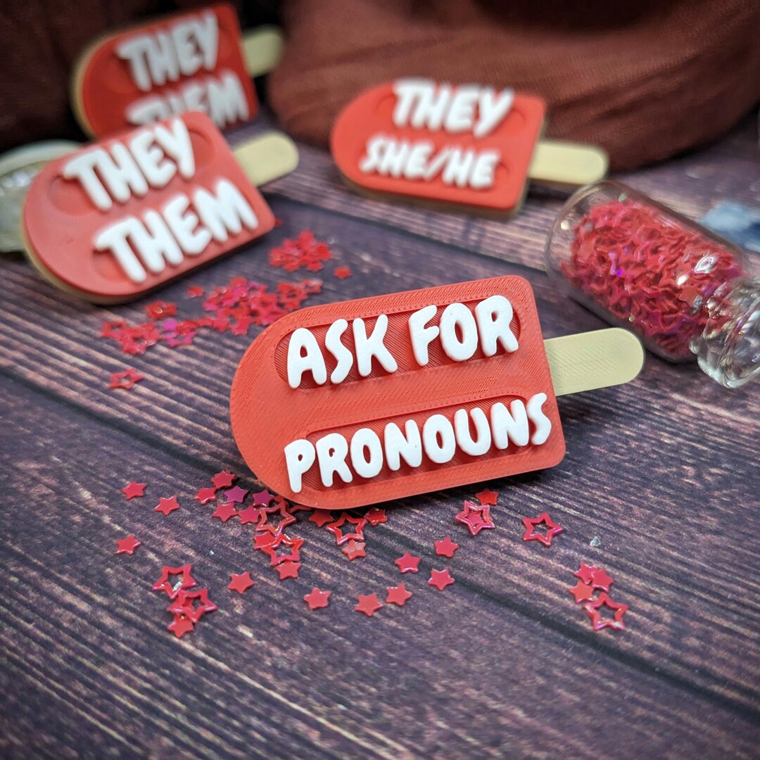 Popsicle Pronoun Pin | Custom 3D Printed Cute Summer Food Pin - Etsy Canada