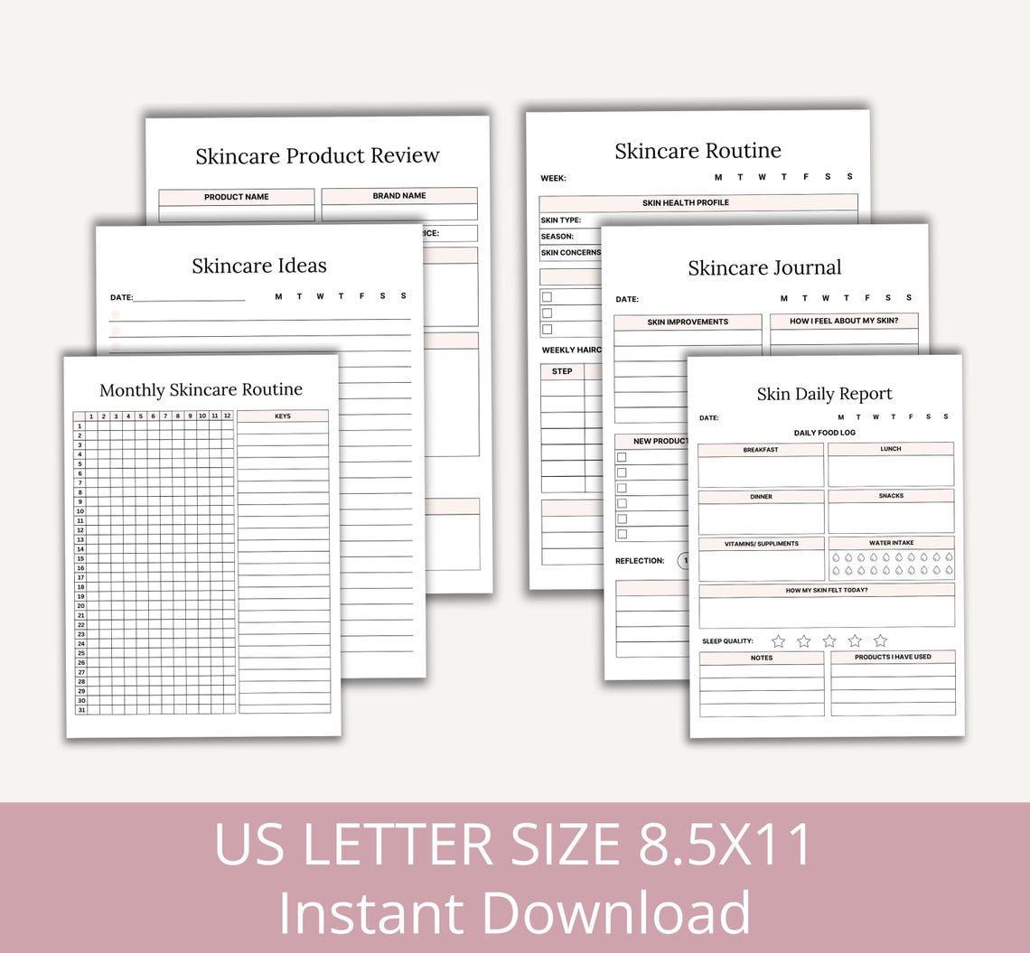 Printable Beauty and Skin Care Planner, Daily Skin Care Routine, Beauty ...