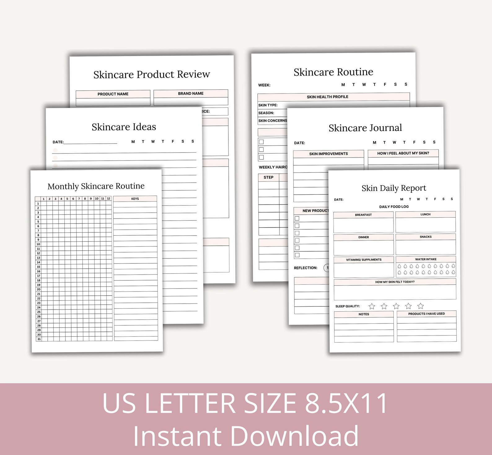 Printable Beauty and Skin Care Planner, Daily Skin Care Routine, Beauty ...