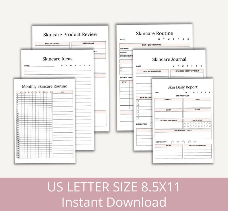 Printable Beauty and Skin Care Planner, Daily Skin Care Routine, Beauty ...