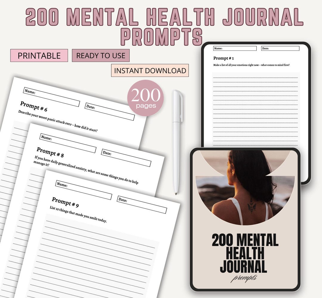 Mental Health Journal Prompts, 200 Prompts About Mental Health, Mental ...