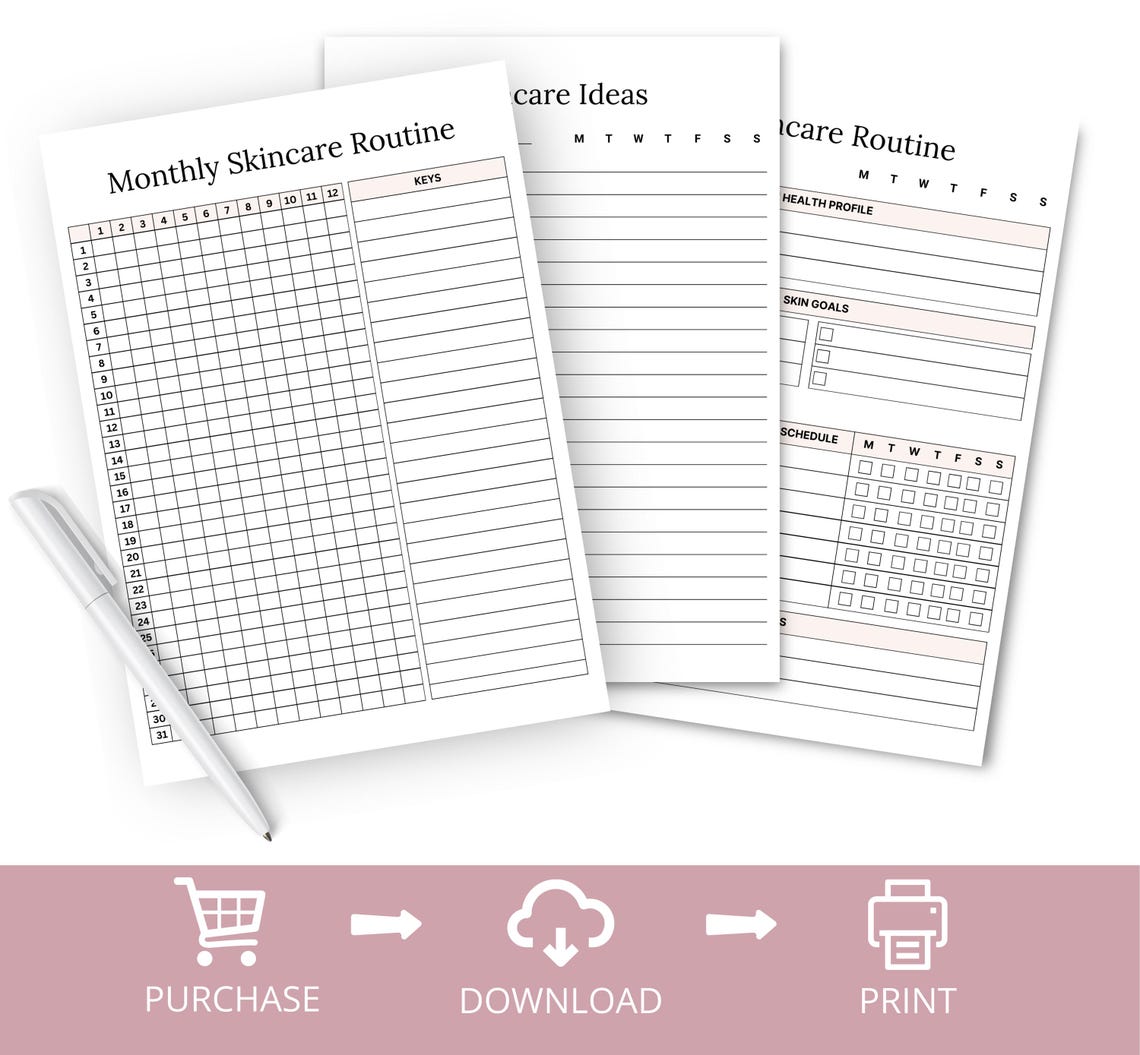 Printable Beauty and Skin Care Planner, Daily Skin Care Routine, Beauty ...
