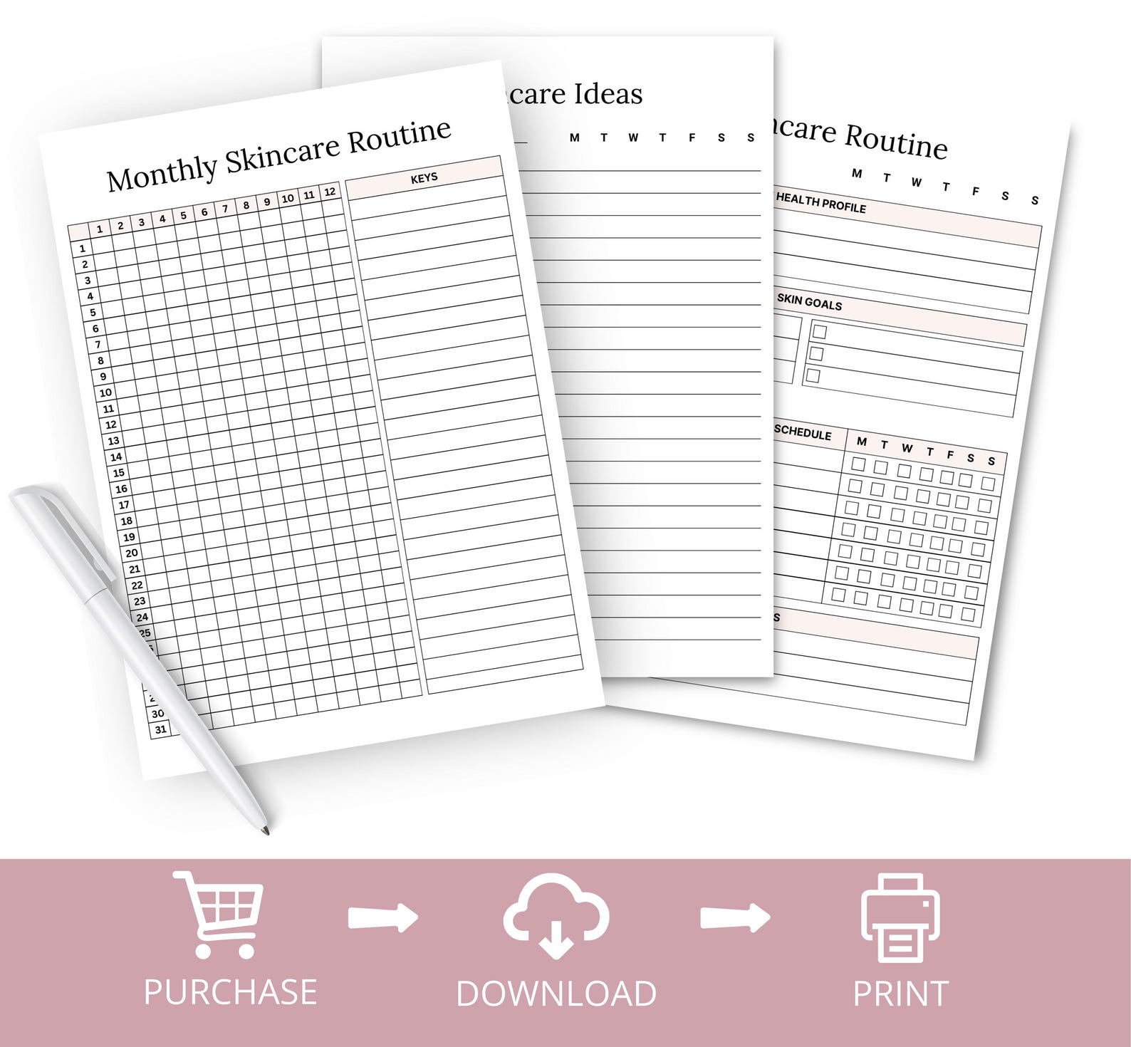 Printable Beauty and Skin Care Planner, Daily Skin Care Routine, Beauty ...