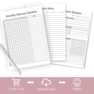 Printable Beauty and Skin Care Planner, Daily Skin Care Routine, Beauty ...