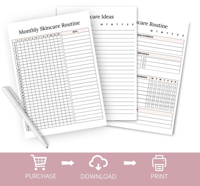 Printable Beauty and Skin Care Planner, Daily Skin Care Routine, Beauty ...