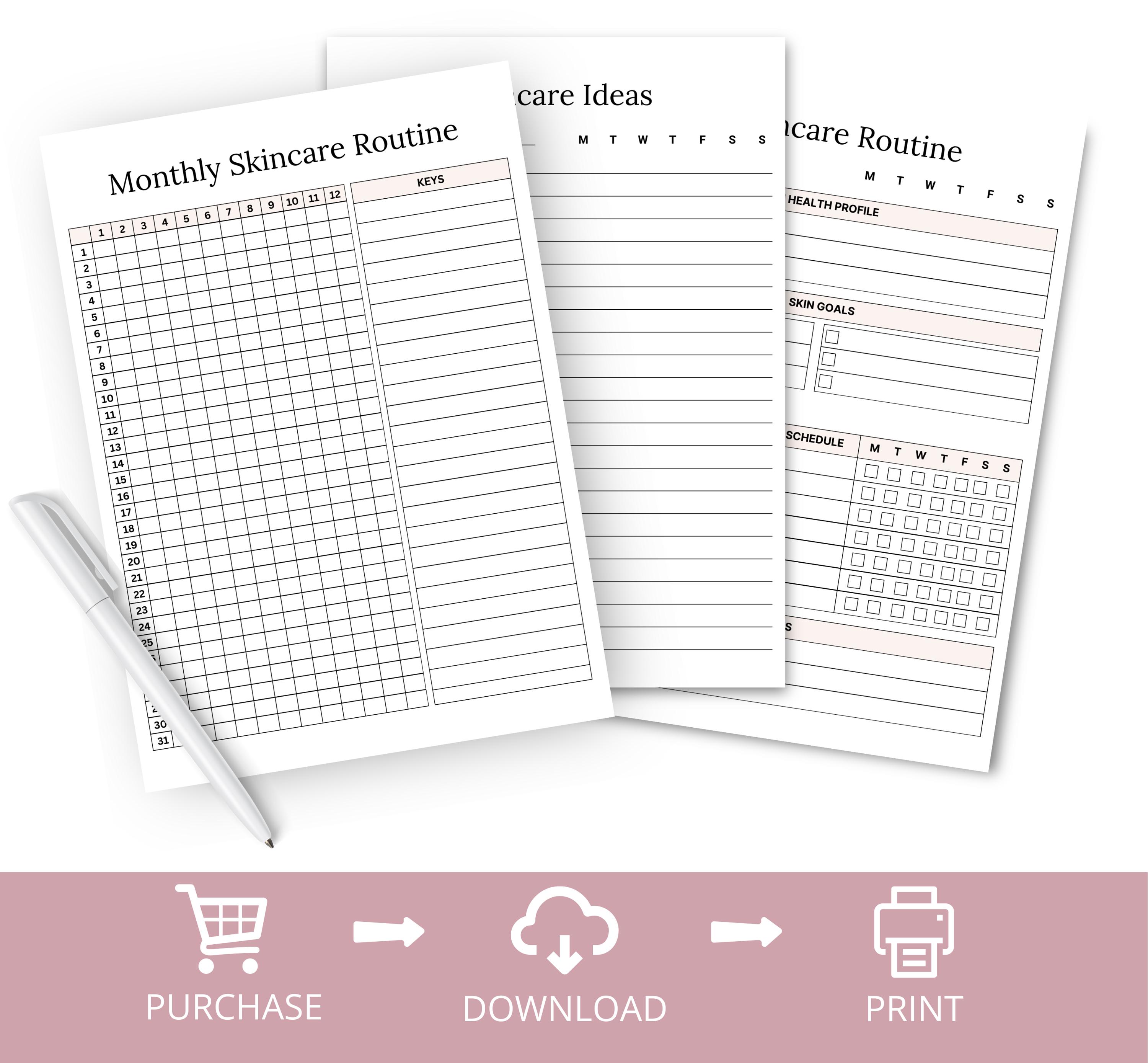 Printable Beauty and Skin Care Planner, Daily Skin Care Routine, Beauty ...