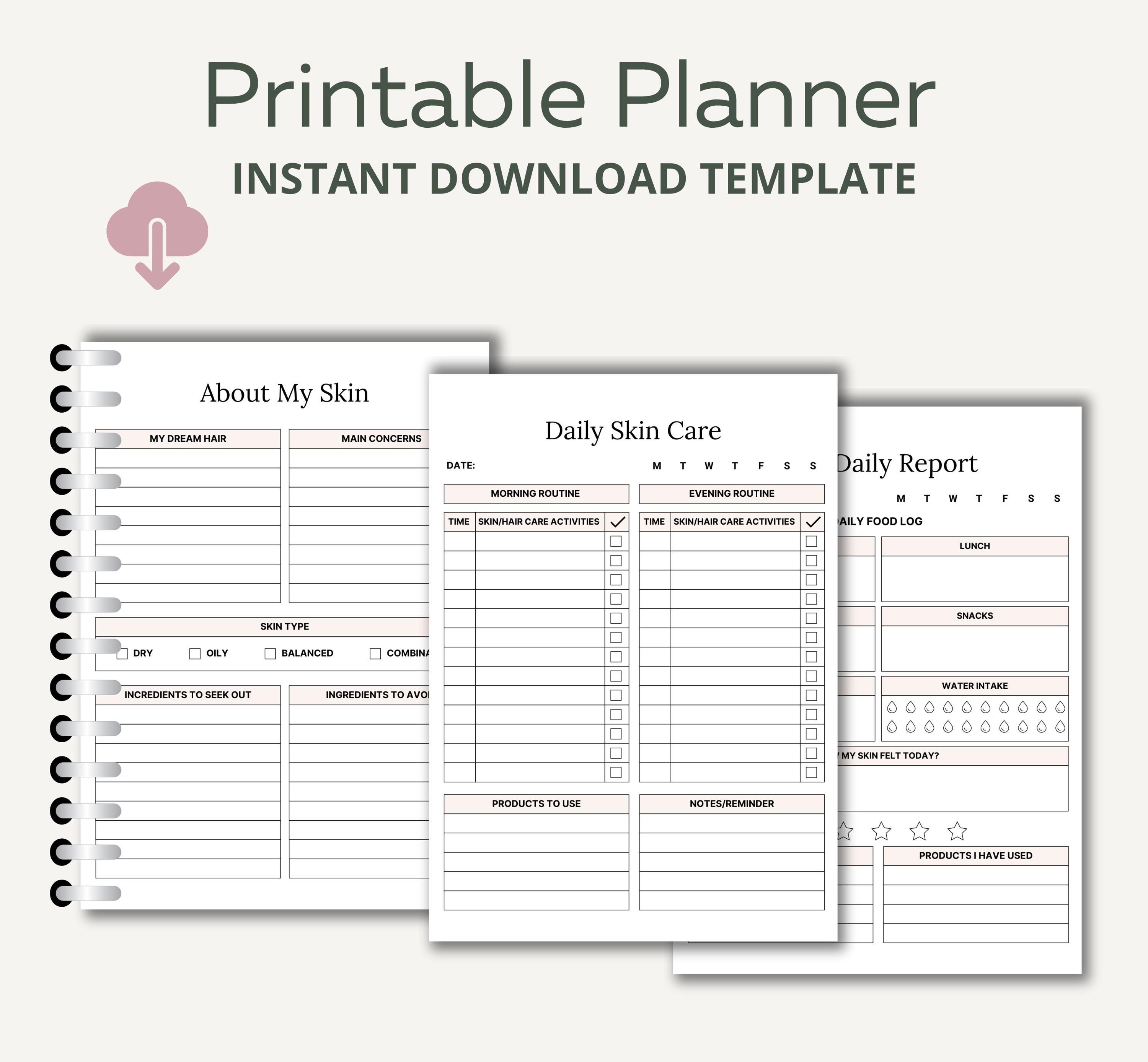 Printable Beauty and Skin Care Planner, Daily Skin Care Routine, Beauty ...