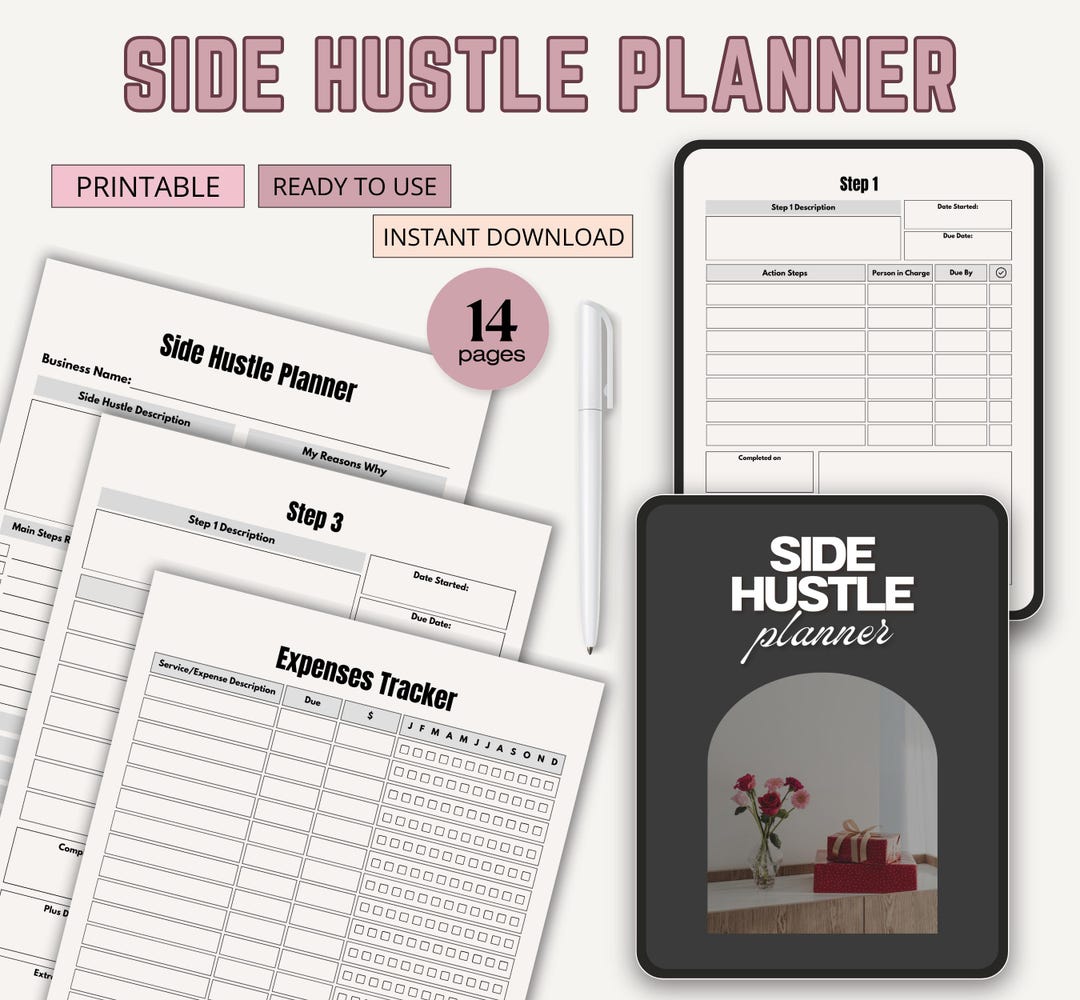 Printable Side Hustle Planner, Side Hustle Tracker, Side Hustle Organizer, Side Job Tracker ...