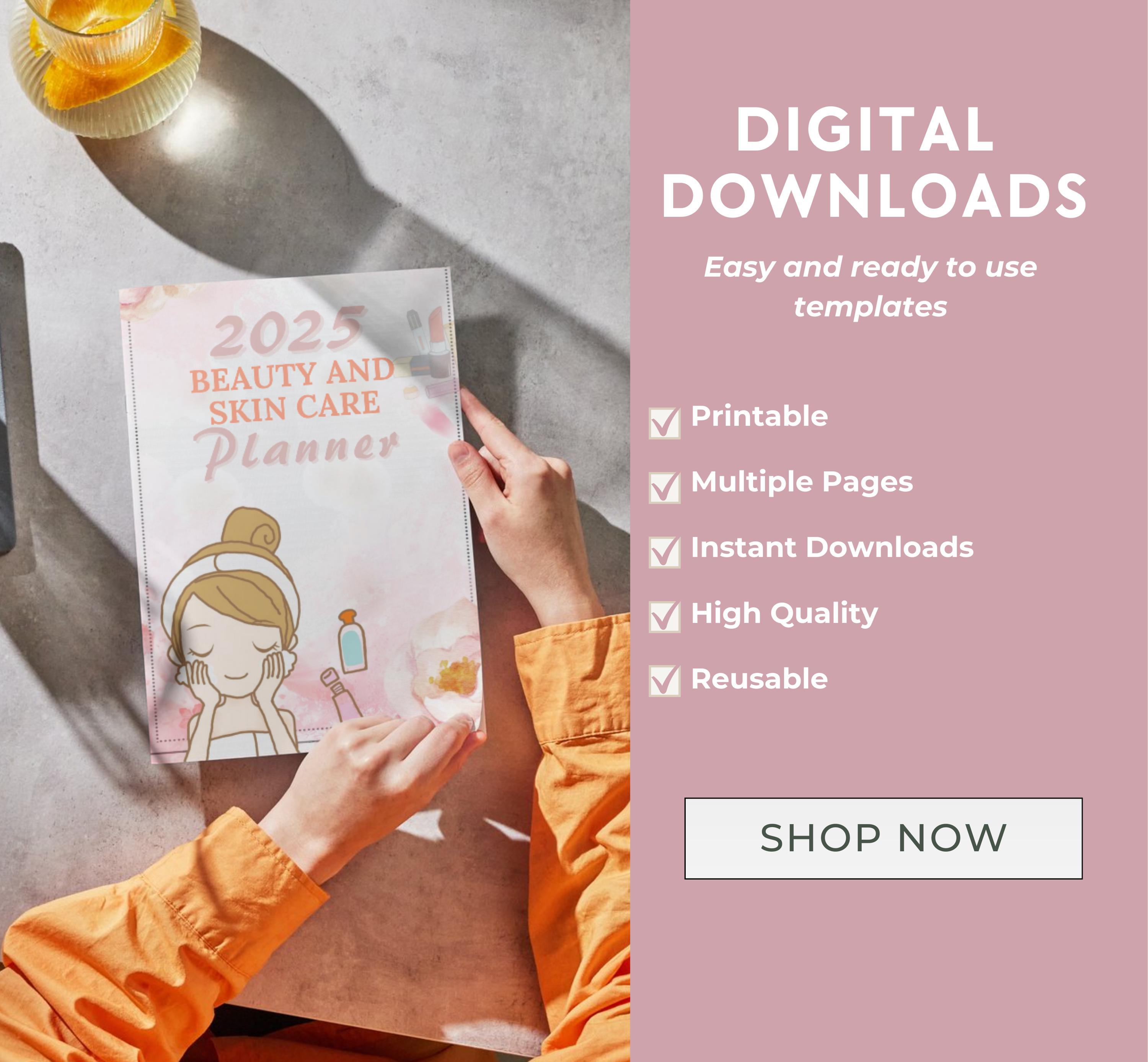 Printable Beauty and Skin Care Planner, Daily Skin Care Routine, Beauty ...