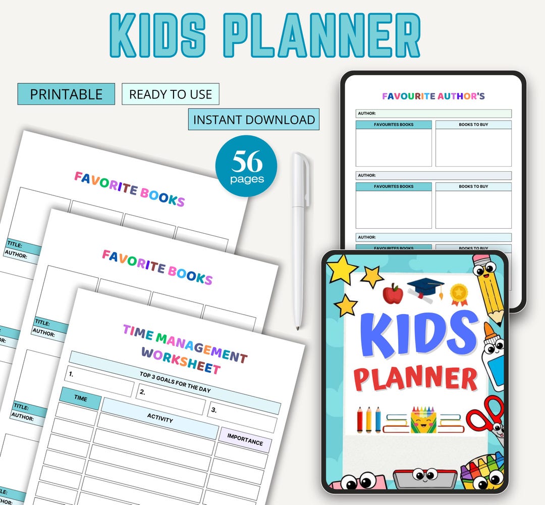 Printable Kids Planner, Kid Daily Planner, Journal for Kids, Daily ...