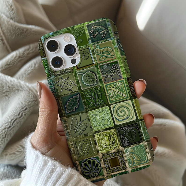 Vintage Botanical Beetle Phone Case Floral Mosaic Ceramic Tile iPhone ...