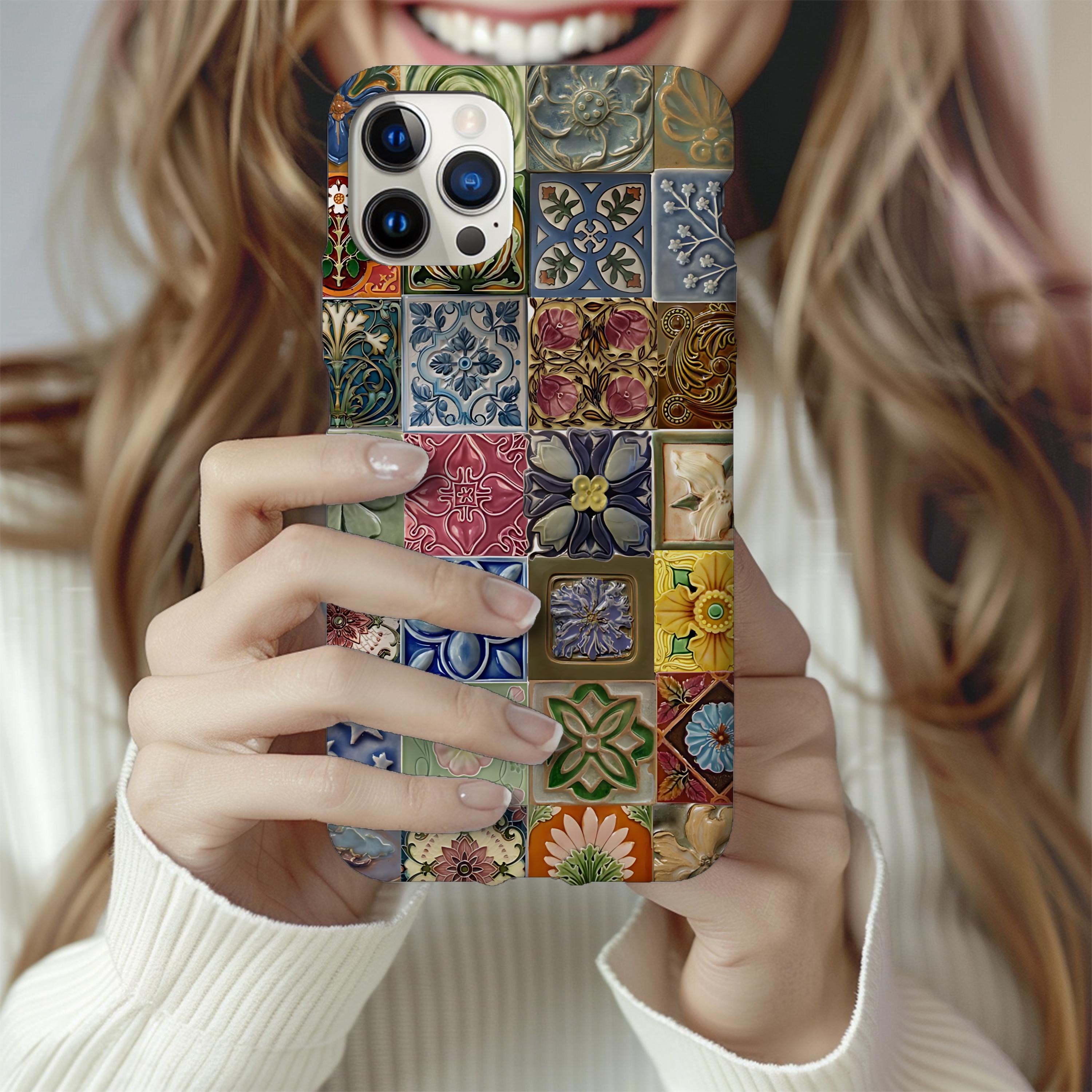 Funky Tile Aesthetic Full Print iPhone Case,vintage Azulejo Tiles Phone ...