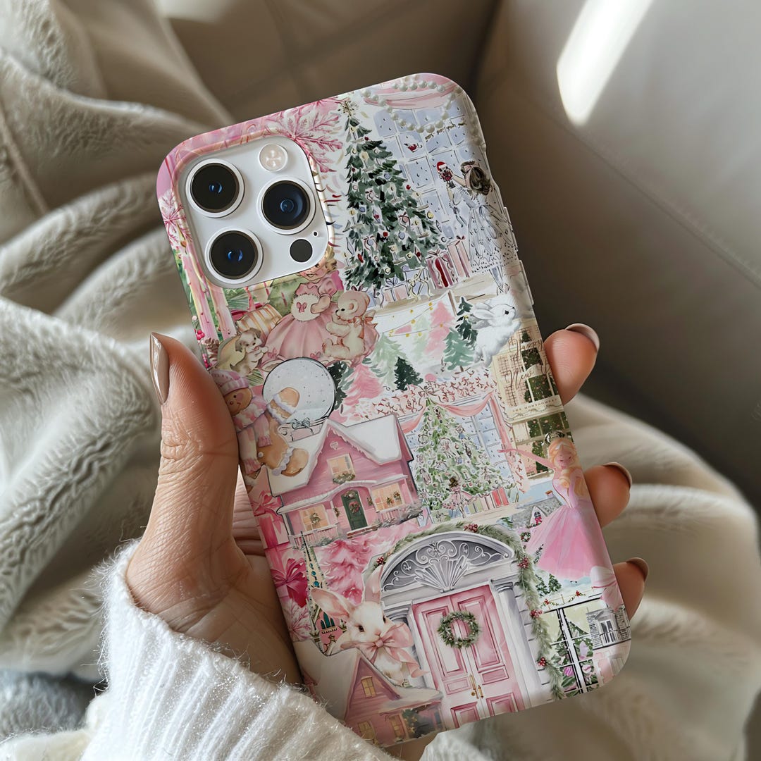 Pink Coquette Christmas Holiday Phone Case, Collage Christmas Phone ...