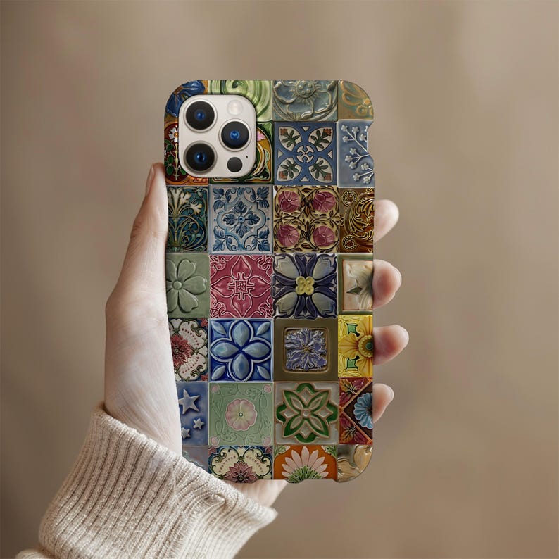 Funky Tile Aesthetic Full Print iPhone Case,vintage Azulejo Tiles Phone ...
