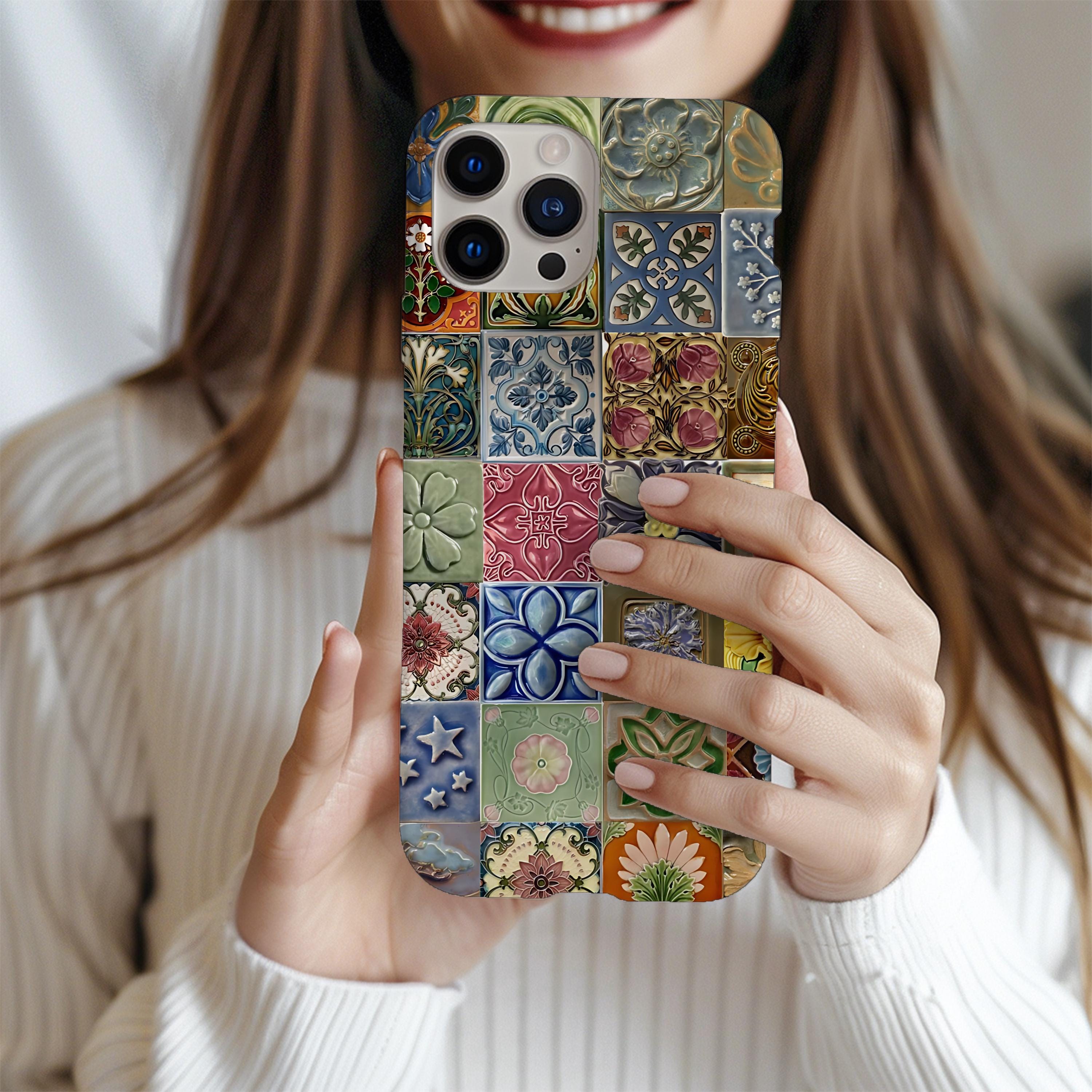 Funky Tile Aesthetic Full Print iPhone Case,vintage Azulejo Tiles Phone ...