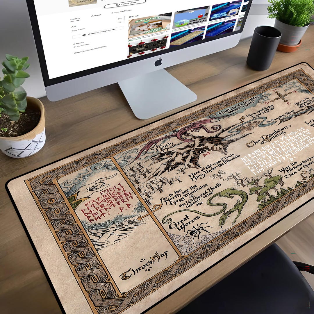 Hobbit Map Tolkien Desk Mat, Middle Earth Map Desk Mat, Fantasy Nerdy ...