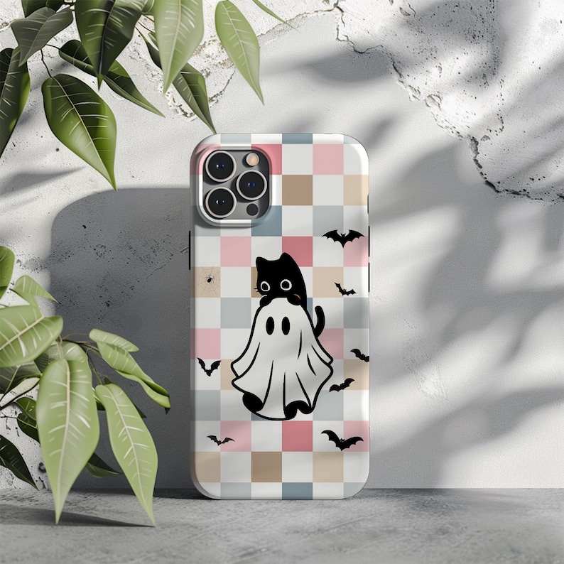 Ghost Black Cat Halloween Phone Case for Magsafe iPhone 16 15 14 13 12 ...