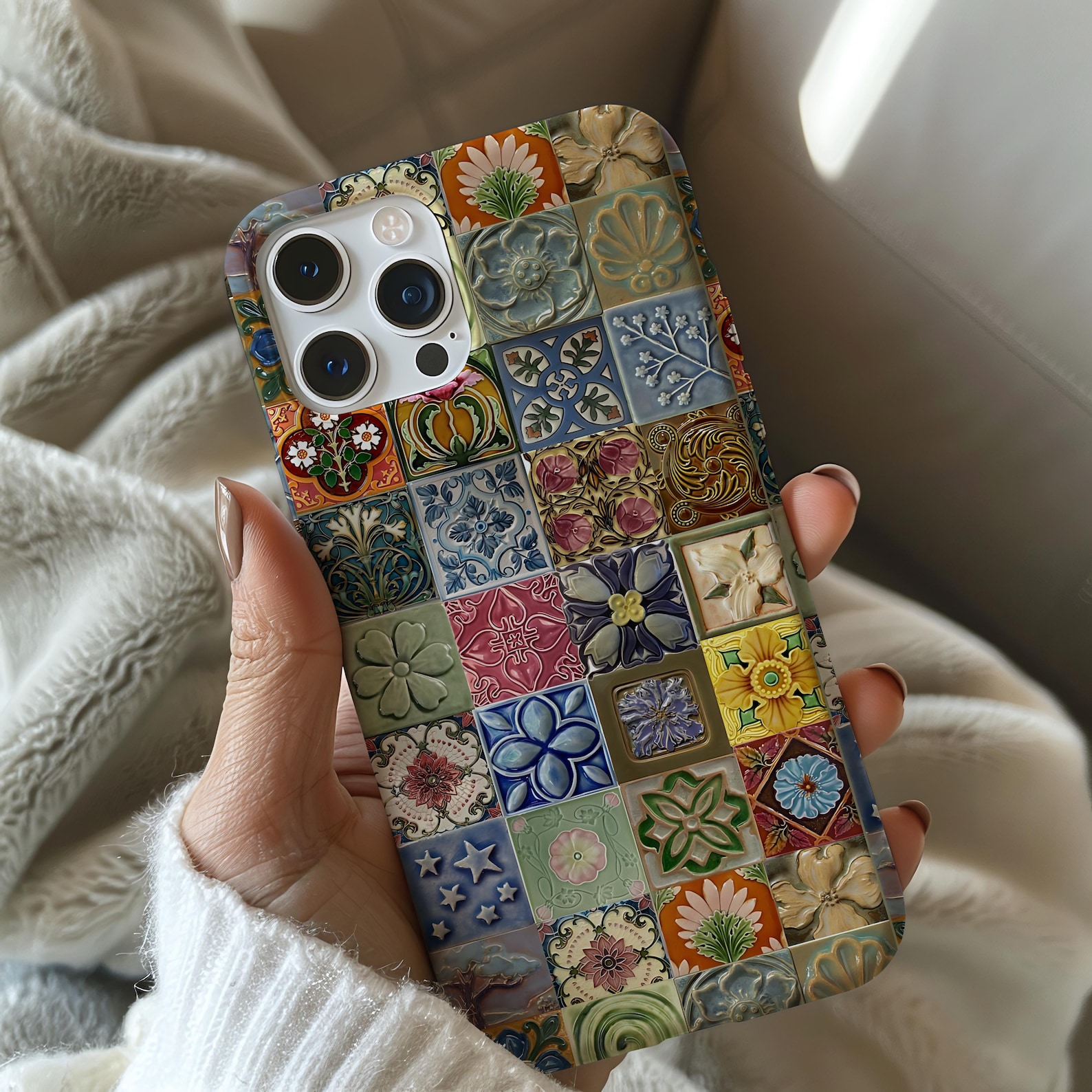 Funky Tile Aesthetic Full Print iPhone Case,vintage Azulejo Tiles Phone ...