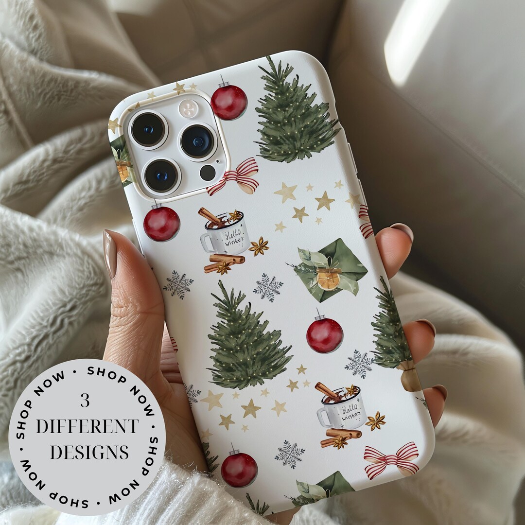 Vintage Christmas Trees Phone Case, Christmas Gift Ideas, Stocking ...