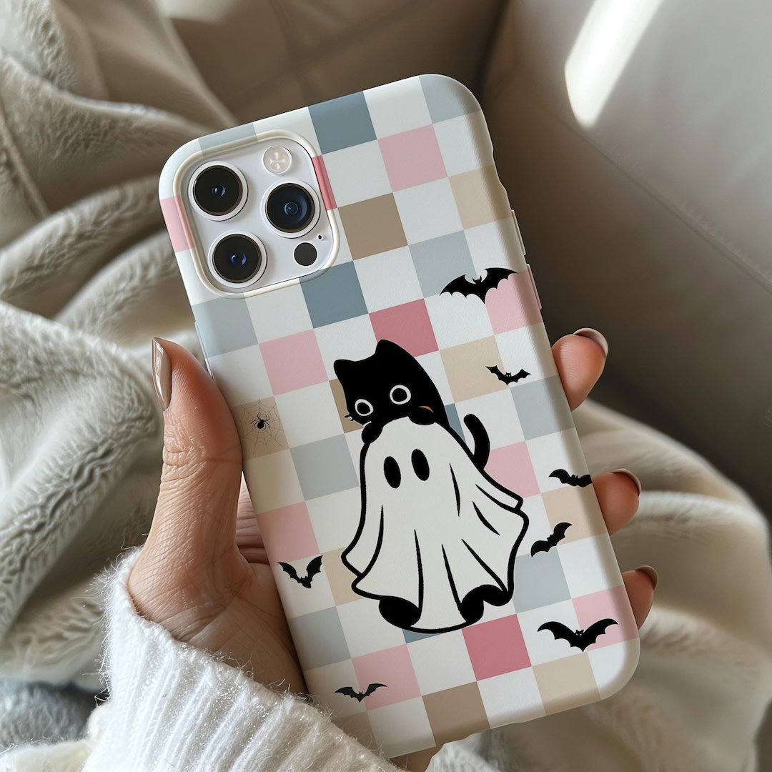 Ghost Black Cat Halloween Phone Case for Magsafe iPhone 16 15 14 13 12 ...