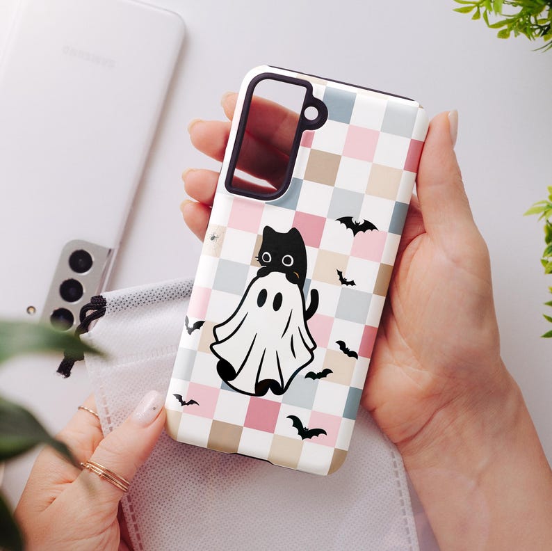 Ghost Black Cat Halloween Phone Case for Magsafe iPhone 16 15 14 13 12 ...