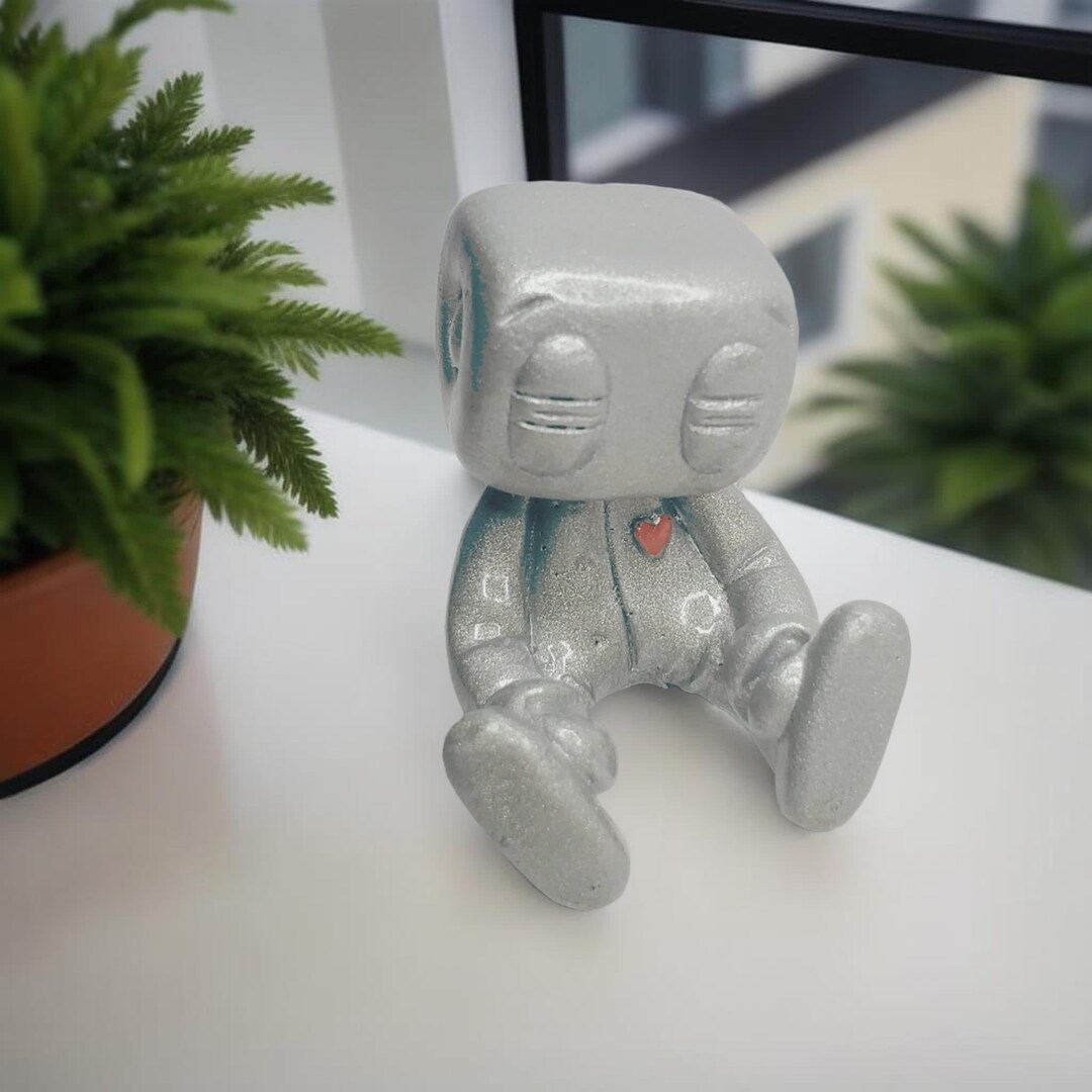 Sleepy Robot Resin Art Toy Figure Kawaii Desk Friend Gift - Etsy