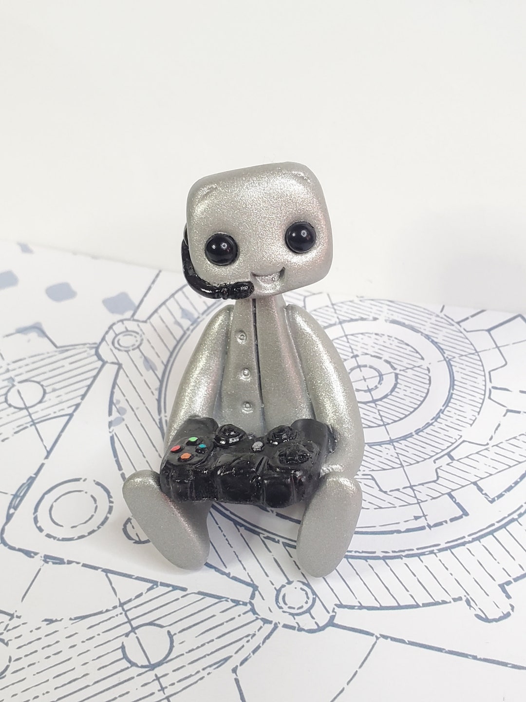 Gamer Robot Resin Art Toy Figure Kawaii Desk Friend Gift - Etsy
