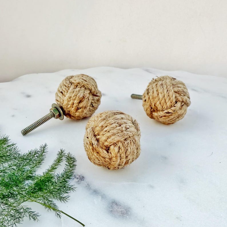 Nautical Beach Knob, Natural Jute Knob, Knob, Coastal Knob, Jute Knob ...