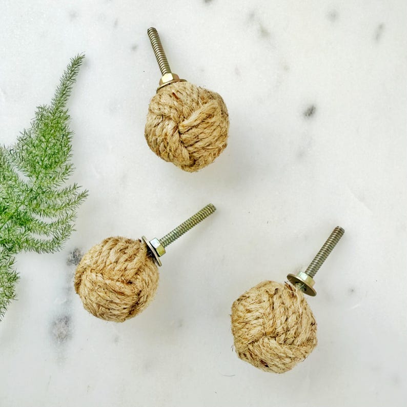 Nautical Beach Knob, Natural Jute Knob, Knob, Coastal Knob, Jute Knob ...