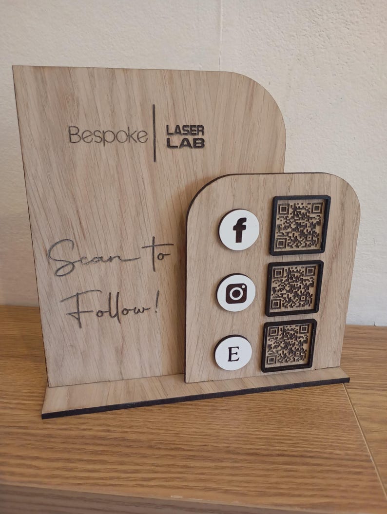 Bespoke Layered Oak QR or Acrylic Code Sign for Business | Modern ...