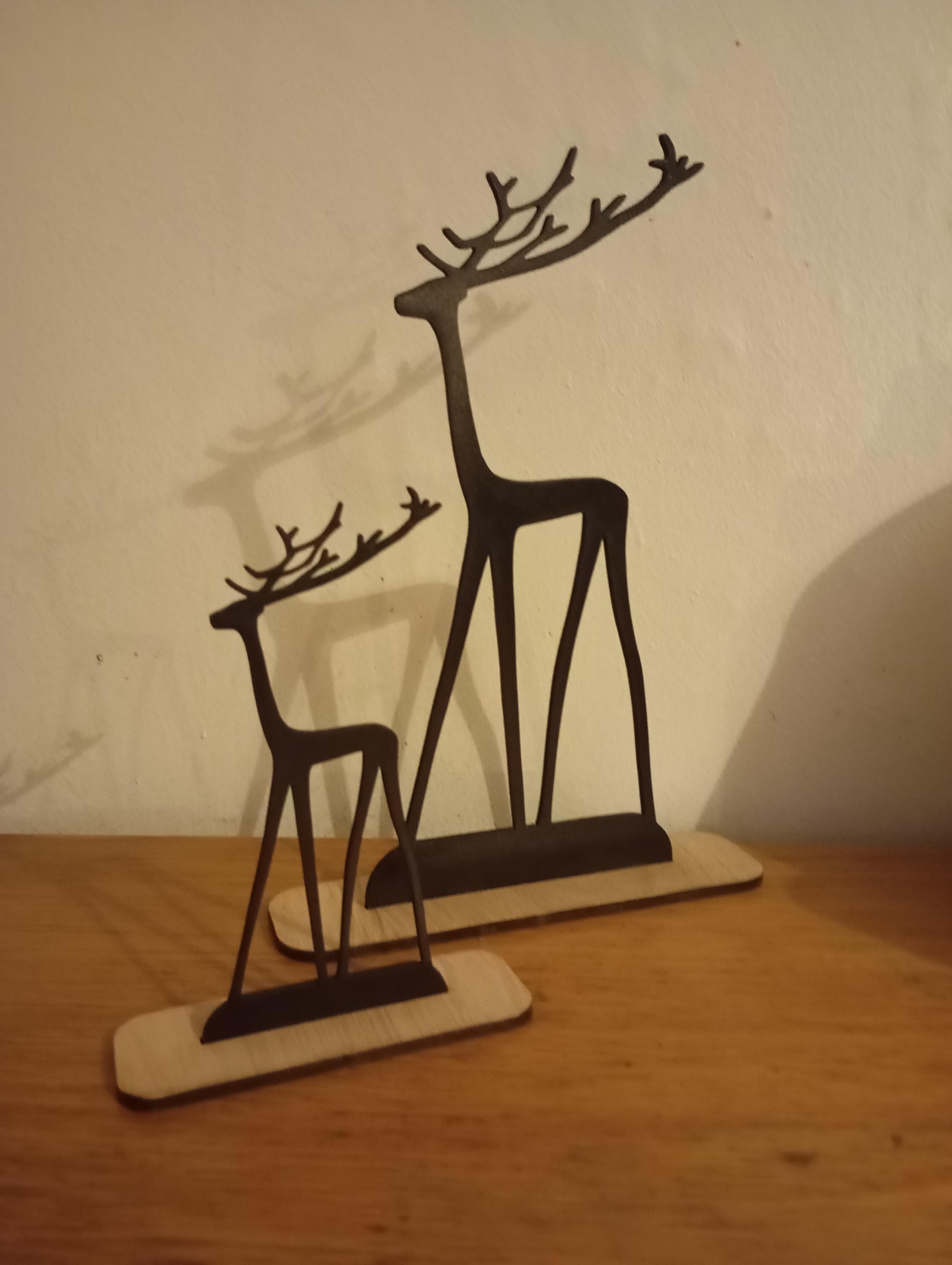 Minimalist Wooden Stag Set | Freestanding Deer Ornaments | Oak Veneer ...